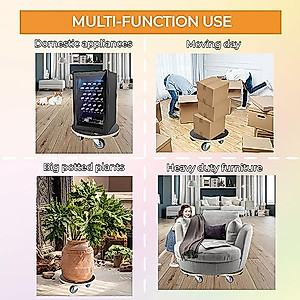 15-Inch Round Wood Platform Dolly with TPR Silent 3" Wheel, 551-lb Load Capacity Heavy Duty Wood Furniture Dolly, Multifunctional Movers Carrier,Plant Dolly, Two Pack