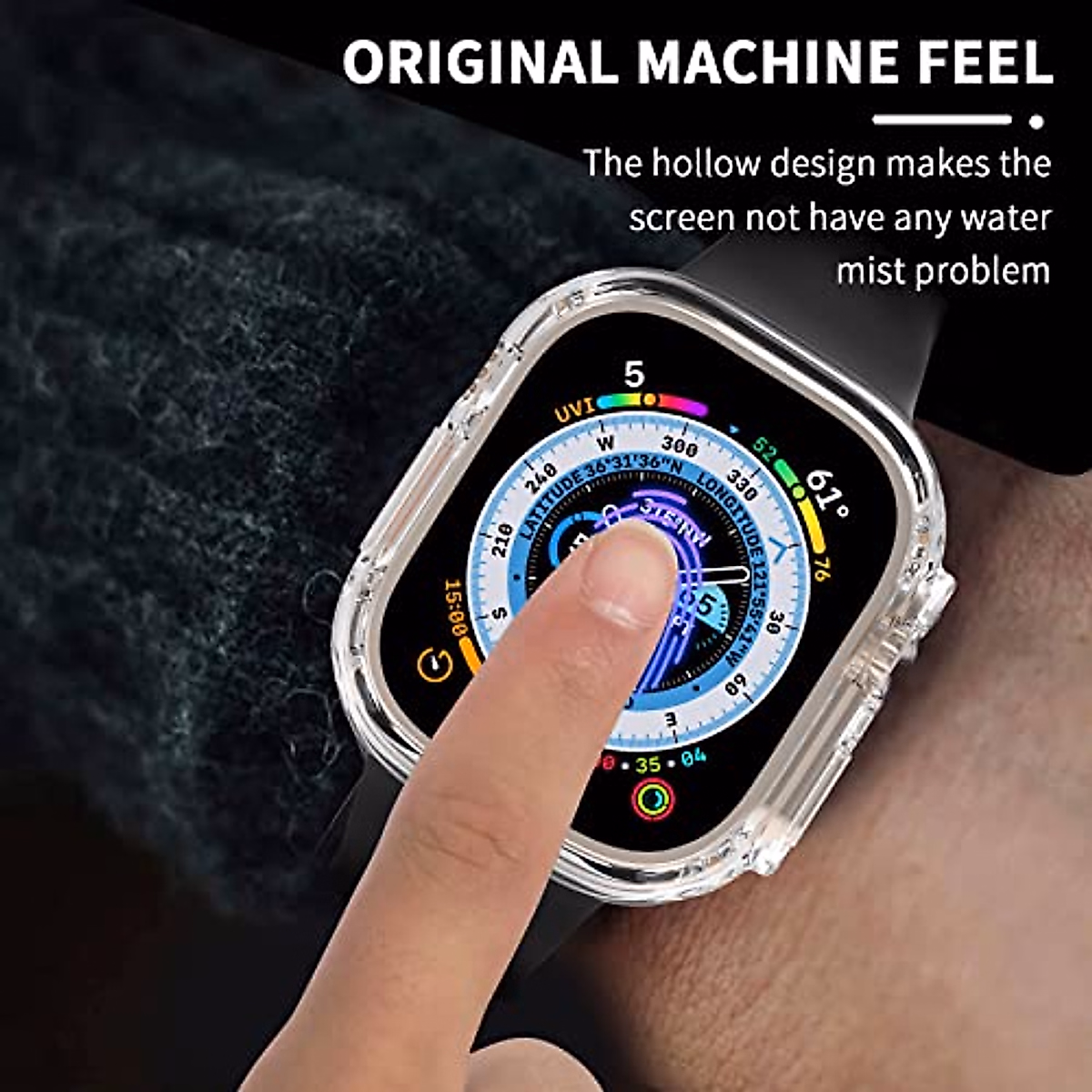 [2 Pack] Penom Compatible for Apple Watch Ultra Case 49mm Bumper Cover, Soft TPU Shockproof Protective Scratch-Resistant Frame for iWatch Series 8 Ultra 49 MM [No Screen Protector]- Clear