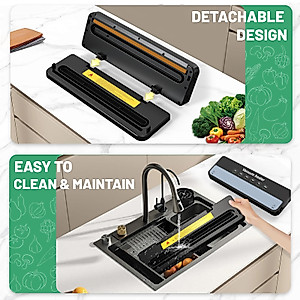 Vacuum Sealer Machine Food Vacuum Sealer for Food Storage Food Sealer Machine 6-in-1 for Dry/Moist Modes, Compact Design with 10 Vacuum Sealer Bags