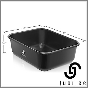 Jubilee 4-Pk Plastic Storage Bin, Bus Utility Tub - Heavy Duty Commercial Dishwashing Box for Restaurant Kitchen Organization and Storage, 11L Black