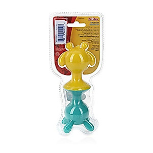 Nuby Silly Giraffe Interactive Suction Toys with Built-in Rattle, 2 Piece, Yellow/Aqua