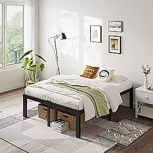 Gdduck 18 Inch Queen Size Bed Frame Platform Metal Bed Frame with Storage，Sturdy Steel Frame No Box Spring Needed,Black Frame Heavy Duty Noise-Free,Easy Assembly，Support up to 3500lbs