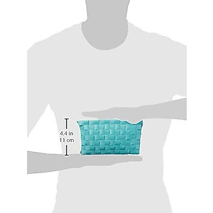 EVIDECO 8400147 Checkered Woven Strap Storage Baskets Totes Set of 3 Turquoise Blue, 7.8 L x 5.3 W x 4.2 H