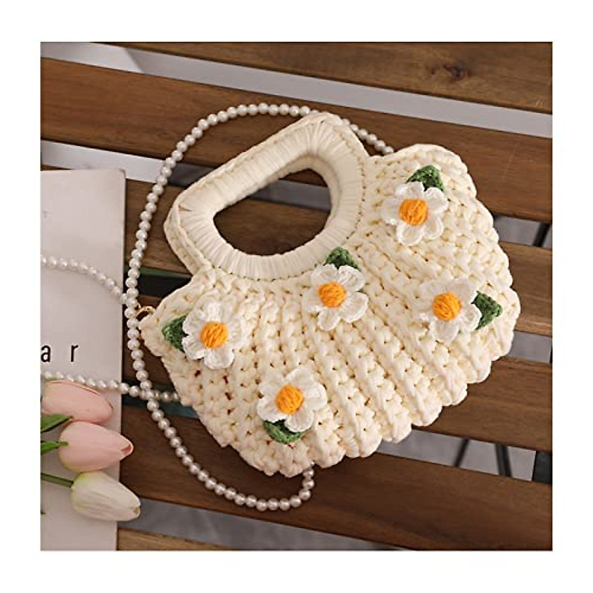 WYKDD Handmade Knitting Bag Wool Crochet Knitting Material Bag Hand Knitting Finished Bag
