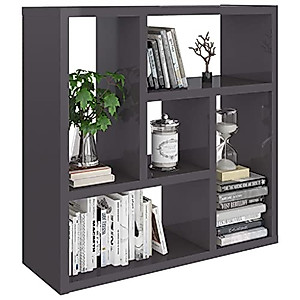 WEHUOSIF Wall Shelf,Living Room Shelves,Wall Mount Shelf,Book Shelves for Bedroom,with 5 Storage Compartments,Kitchen, Office, Living Room,Bedroom, High Gloss Gray 17.8"x6.3"x17.8" Engineered Wood