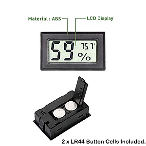 Mini Digital Thermometer and Humidity Meter, Hygrometer Without Probe, Hydrometer: Digital Temperature and Humidity Monitor for Reptile Incubator, Brooders, Garden, Greenhouse, Fridge, Experiment use