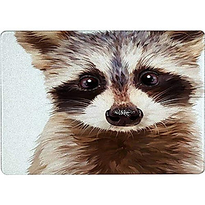 Tempered Glass Cutting Board Raccoon Tableware Kitchen Decorative Cutting Board with Non-slip Legs, Serving Board, Large Size, 15" x 11"