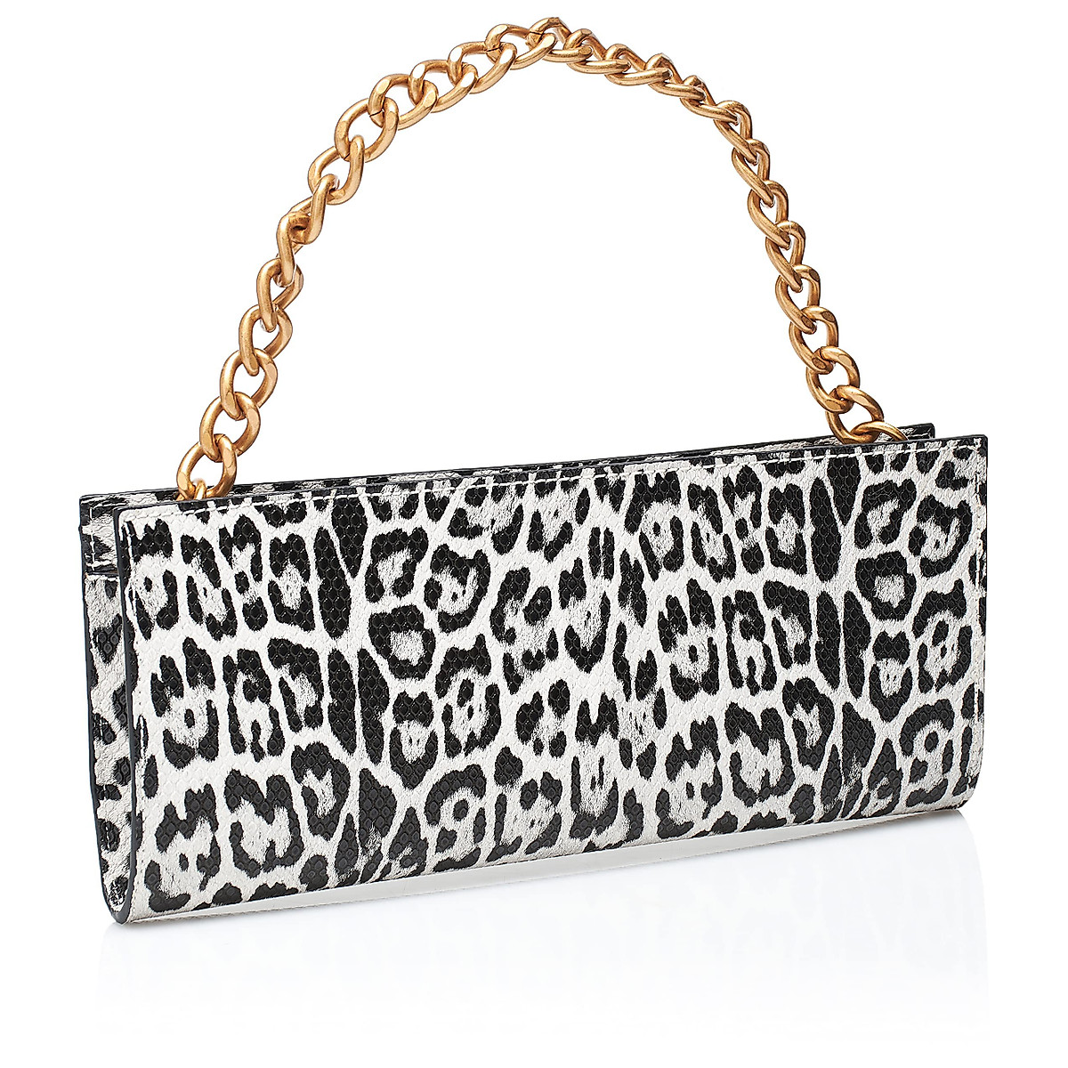 GUESS Centre Stage Top Zip Clutch, Black/White Leopard