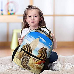 Niapessel Kids Backpack for School, Funny Chipmunks Beach Tropical Pattern Students Bookbags School Bags Girls Boys