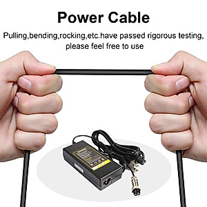 36V 1.8A Female 3-Pin XLR Lead Acid Battery Charger with 3-Prong Inline Power Supply Cord for 36V Boreem Jia, Minimoto, Rad2Go, Electric Scooter, ATV, Go Kart, with 3-Prong Inline Female Connector