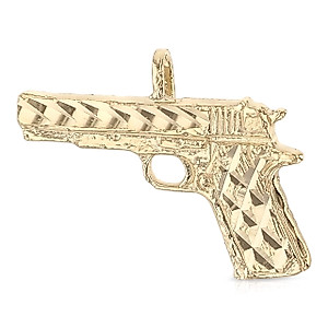 Ioka - 14K Yellow Gold Rifle Gun Charm Tiny Pendant For Necklace or Chain