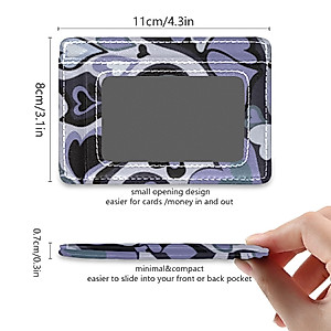 susiyo Slim Minimalist Wallets Rfid Blocking Card Wallets PU Leather Front Pocket Wallets for Men and Women (Purple Hearts)