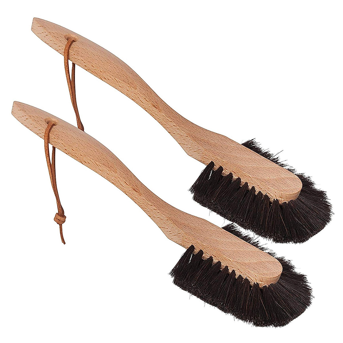 REDECKER Oiled Beechwood Dish Brush with Curved Handle, Set of 2, 10-1/2-Inch Long - Redecker Wood Dish Brush - Natural Bristle Dish Brush