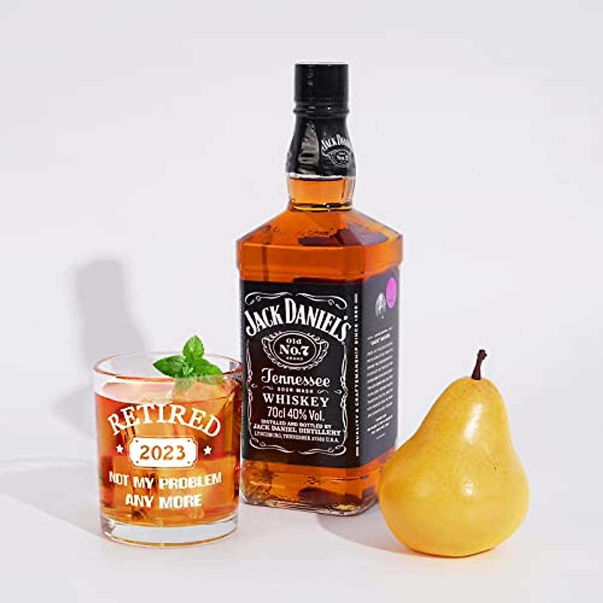 DAZLUTE Retirement Gifts for Men, Retired 2023 Not My Problem Anymore Whiskey Glass, Funny Retired Gifts for Boss Coworker Husband Teacher Friends Dad Grandpa, 10 Oz Old Fashioned Glass