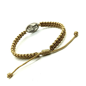 Saint Peter Medal Adjustable Religious Bracelet/Dad Gift/Blessing Bracelet for Father (Beige)