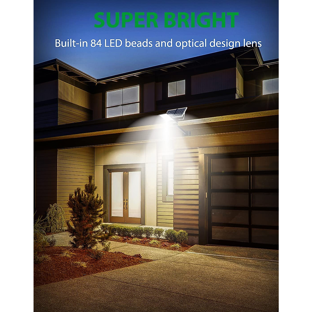 AWANFI 80W Solar Street Lights Outdoor Dusk to Dawn, Solar Powered IP67 Waterproof Flood Lights with Remote Control for Outside Yard Lighting (6500K Cool White)