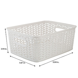 Simplify 25173-WHT-3PK Herringbone Storage Basket, Small, White