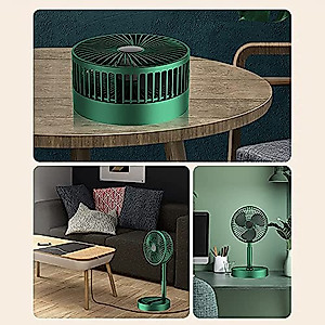 LIHUACHEN Portable Folding Fan, Rechargeable Standing Pedestal USB Fan, 3 Speeds, 3000mAh Battery Operated Fan for Home, Camping, Outdoor and Office, 6.5-Inch