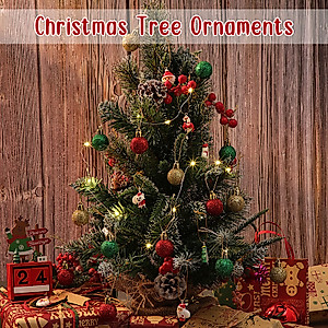 36 Pieces Christmas Mini Glitter Glass Resin Ornaments Set Small Resin Xmas Hanging Ornaments Miniature Balls Tree Ornaments for Christmas Tree Ornaments Decoration (Gold, Red, Green)