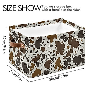 xigua Cow Print Rectangular Storage Bin Canvas Square Storage Basket with Handles for Home,Office,Books,Nursery,Kid's Toys,Closet & Laundry,Gift Basket