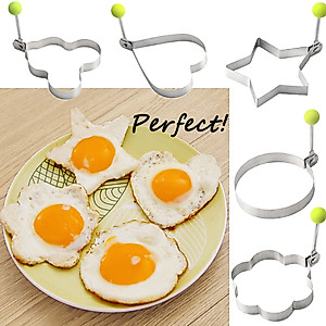 Fried egg model for Cooking, Egg Ring Molds, 5Pcs Fried Egg Stainless Steel Mold Ring for Kitchen breakfast