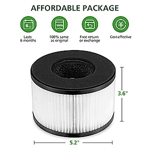 BS-03 True HEPA Replacement Filter for PARTU and Slevoo BS-03 HEPA Air Purifier Part U & Part X, 3-in-1 Filtration System, 2 Pack
