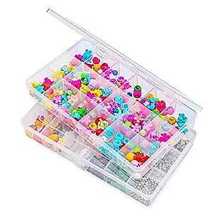 2pack 18 Grids Clear Plastic Organizer Box Storage Container with Dividers for Washi Tape,Jewelry,Beads Art DIY Crafts, Fishing Tackles,Screws