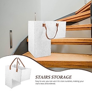 Cabilock Stair Baskets, Stair Step Storage Organizer Staircase Basket Laundry Basket Dirty Clothes Basket Toy Baskets for Laundry Clothes Hampers Containers Light Grey