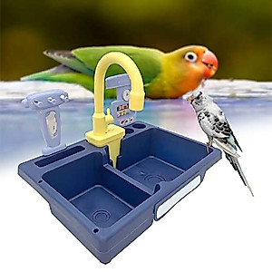 Hamiledyi Parrot Automatic Bath Tub,Pet Parrots Bathing,Bird Bathtub Parrot Shower with Faucet Multifunctional  Bath Box for Cockatiel  Parakeet  Finch Canary and Small Medium Birds  
