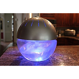 EcoGecko Earth Globe- Glowing Water Air Washer and Revitalizer with Lavender Oil, Silver (75606-Silver)
