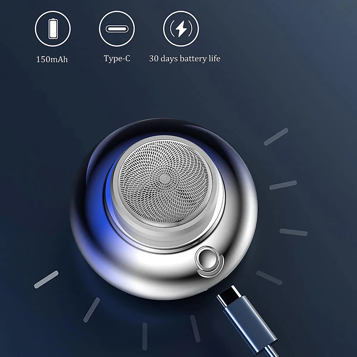 Pocket Travel Shaver, Stainless Steel Beard Trimmer, Waterproof Electric Shaver with 6 Blades, Rechargeeable Travel Razor, Cordless Shaver for Mens Grooming Camping Business Trips