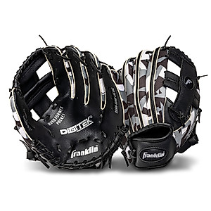 Franklin Sports Kids Baseball + Tball Glove - RTP Youth Baseball Glove - Boys + Girls Teeball, Youth Baseball Glove - Black/White - 9.5" Right Hand Throw