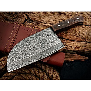Custom Handmade Damascus Steel Serbian Chef knife - Damascus Meat Cleaver Knife - Butcher Knife for Meat Vegetables Cutting JNR -0224