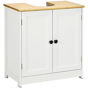 Pedestal Sink Storage Cabinet with 2 Doors Traditional Under Sink Cabinet Bathroom Space Saver Organizer with Adjustable Shelf White Bathroom Vanity Cabinet,Bathroom Sink Vanity 23.5"W X 13"D X 23.5"H
