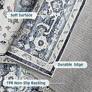 Dripex 8x10 Area Rugs - Stain Resistant Washable Rug Distressed Boho Rugs for Living Room Dining Room Bedroom Anti-Slip Low-Pile and Soft Accent Rug Farmhouse Office Home Decor, Pet & Child Friendly