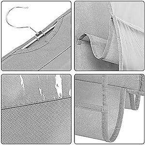 XK.Thrive Handbag Organizer Purse Organizer, 2 Pcs * 6 Pockets, Upgrade Dust Proof Purse Organizer Closet, Wardrobe Closet Organizer, Washable Handbag Organizer for Women Handbags Purse (Gray&Black)