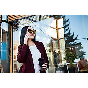 Reusable Coffee Cup Travel Mug Eco-Friendly Bamboo Fibre Silicon Natural 15oz (Black)