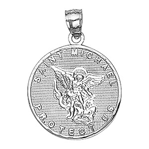 .925 Sterling Silver Saint Michael Charm Medal Pendant