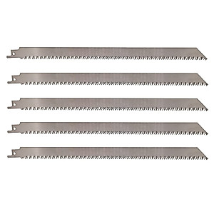Stainless Steel Reciprocating Saw Blades for Meat, 12 Inch 8TPI Unpainted Reciprocating Saw Blades for Wood Pruning, Food Cutting, Big Animals, Frozen Meat, Beef, Sheep, Cured Ham, Turkey, Bone - 5 pack