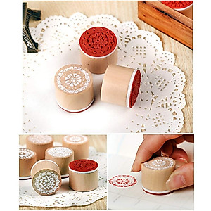 Set of 16 Floral Pattern Stamp, Lace Wooden Rubber Stamp for DIY Craft Card and Scrapbooking