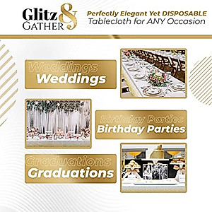Glitz&Gather Heavy Duty Plastic Table Cloth For Parties Disposable 4 Pack, 54''x108'' for Rectangle Table |Decorative Durable,Waterproof & Wrinkleless Gold TableCloth |Plastic Table Cover For Weddings