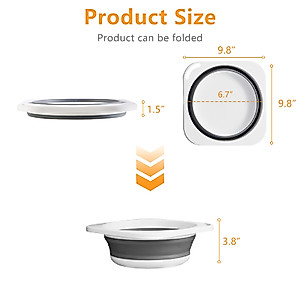 Collapsible Multipurpose Plastic Washing Basin, Small Portable Folding Dish Tub, Dish Pan 2.5L(0.7 Gallon) (Gray, 1)