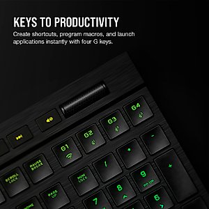 Corsair K100 AIR Wireless RGB Mechanical Gaming Keyboard - Ultra-Thin, Sub-1ms Slipstream , Low-Latency Bluetooth, Cherry MX Ultra Low Profile Keyswitches - NA Layout, QWERTY - Black