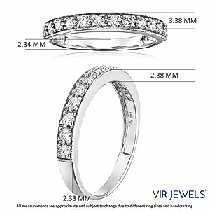 VIR JEWELS 1 cttw Diamond Wedding Band For Women, Milgrain Diamond Wedding Band in 14K White Gold Prong Set, Size 9.5