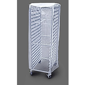 New Star Foodservice 36572 Plastic 20-Tier Commercial Kitchen Bun Pan Rack Cover, 28-Inch by 23-Inch by 61-Inch, Set of 2, Clear