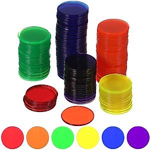 ifundom Bingo Chips, 6 Colors 300 Pcs Small Plastic Learning Counters Disks Bingo Chip Counting Discs Markers for Math Practice and Poker Chips Game Tokens