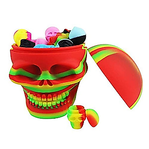 TruAres Skull Silicone Wax Container - 1pc 500ml Large Container + 30pcs 3ml Non Stick Jars