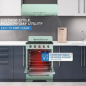 Unique Appliances UGP-24CR LG Classic Retro Freestanding Gas Convection Oven Light, Range with 4 Burners, 24", Summer Mint Green