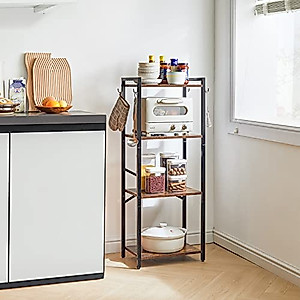 YMYNY Bookcase, 4-Tier Narrow Ladder Bookshelf, Freestanding Shelving Unit, Multifunctional Storage Rack, for Home Office Living Room Bedroom Kitchen, Plant Stand, Rustic Brown, 44*16.9*11.4"UHBC004H