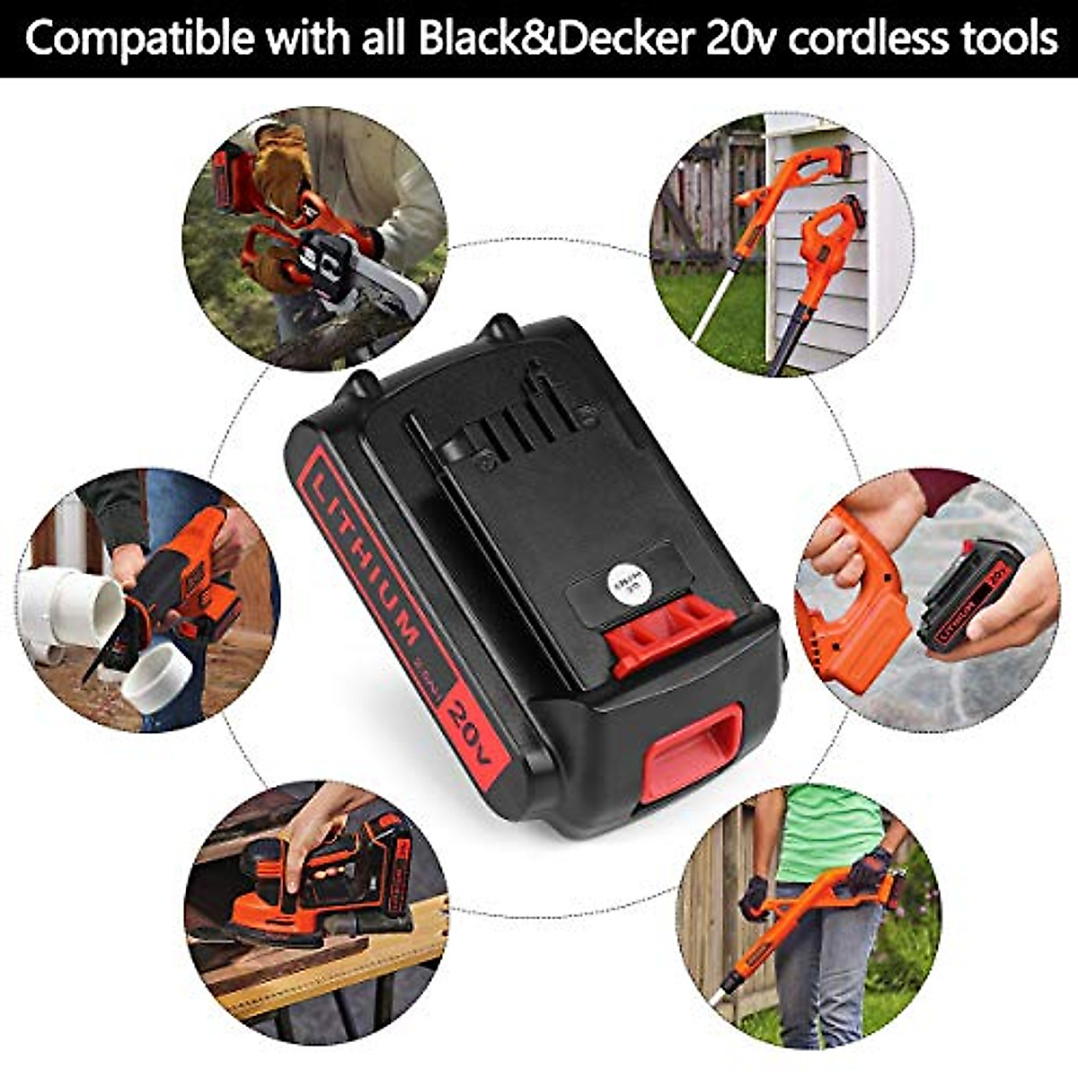 KINGTIANLE 2packs Replace Battery for Black and Decker 20v Max 2500mAh,LBXR20 Replacement Battery LB20 LBX20 LBX4020 Extended Run Time Cordless Power Tools Series